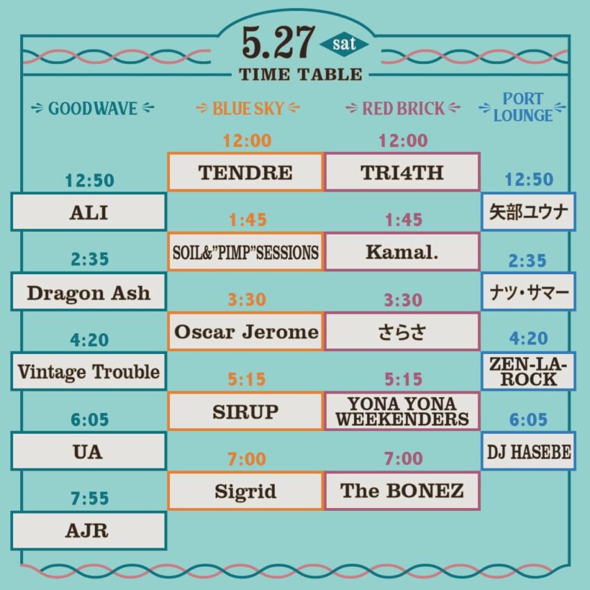 【GREENROOM FESTIVAL’23】グリーンルームのタイムテーブル公開。ヘッドライナーは、AJR、TASH SULTANA | Festival Life