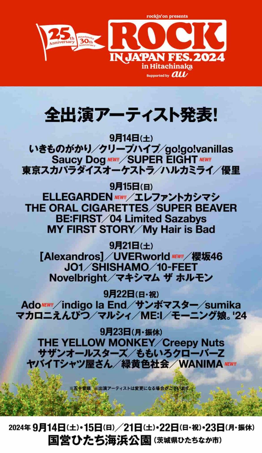 【ROCK IN JAPAN FESTIVAL】歴代出演アーティストまとめ（2000〜2025年） | Festival Life